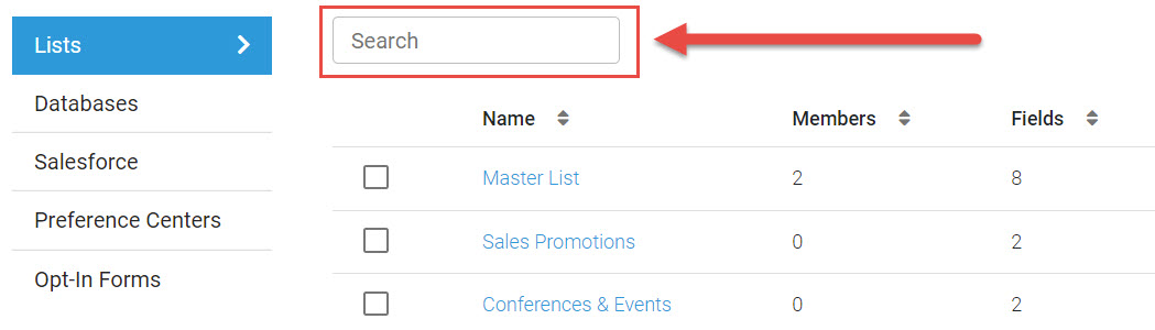 Search For A List Email Address Or Field JangoMail Help